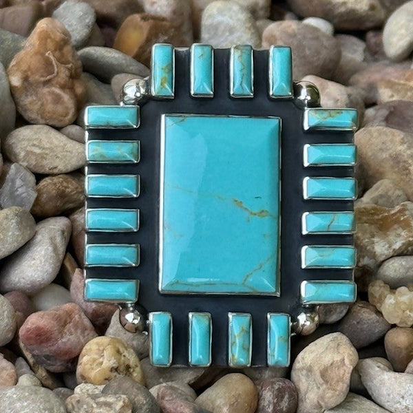 Large Turquoise Rectangle Ring - T501 - BLAIR'S Western Wear – Blair's ...