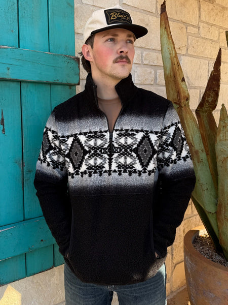 Men’s Rock & Roll Denim Black Aztec Fleece Quarter Zip – DM91C06185 ...