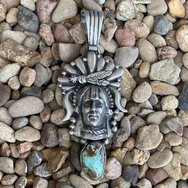 Native American with Turquoise Necklace Pendant - SLDCHF- BLAIR'S ...