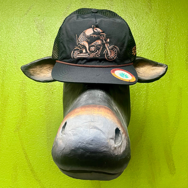 Sendero Black Trucker Hat Armadillo Motorcycle Cap - DILLO RIDER ...