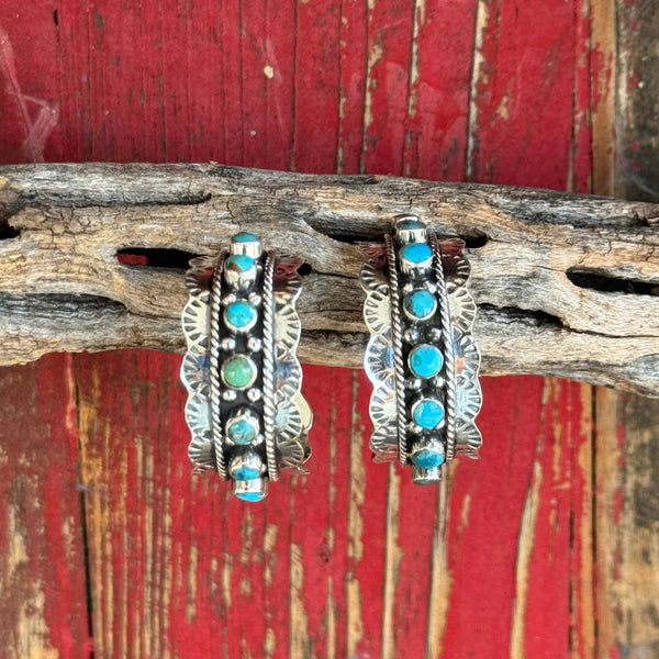 Women's BOHO SOL Turquoise/Silver Hoop Earrings - T1463 | Blair's ...