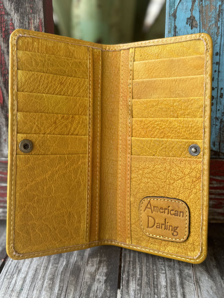 Ladies American Darling Yellow Tooled Leather Wallet - ADBG1269 ...