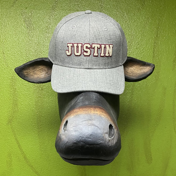 Men's Justin Logo Cap in Red and Grey - JCBC717 – Blair's Western Wear ...